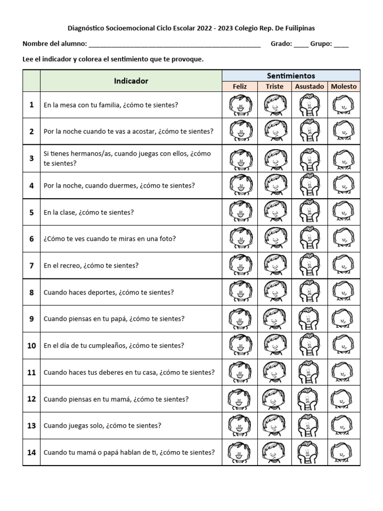 Diagnóstico Socioemocional Ciclo Escolar 2022 - 012042 | PDF