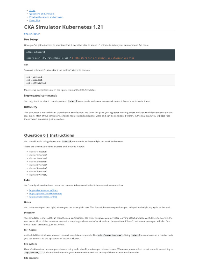 Killer Shell - CKS CKA CKAD Simulator | PDF