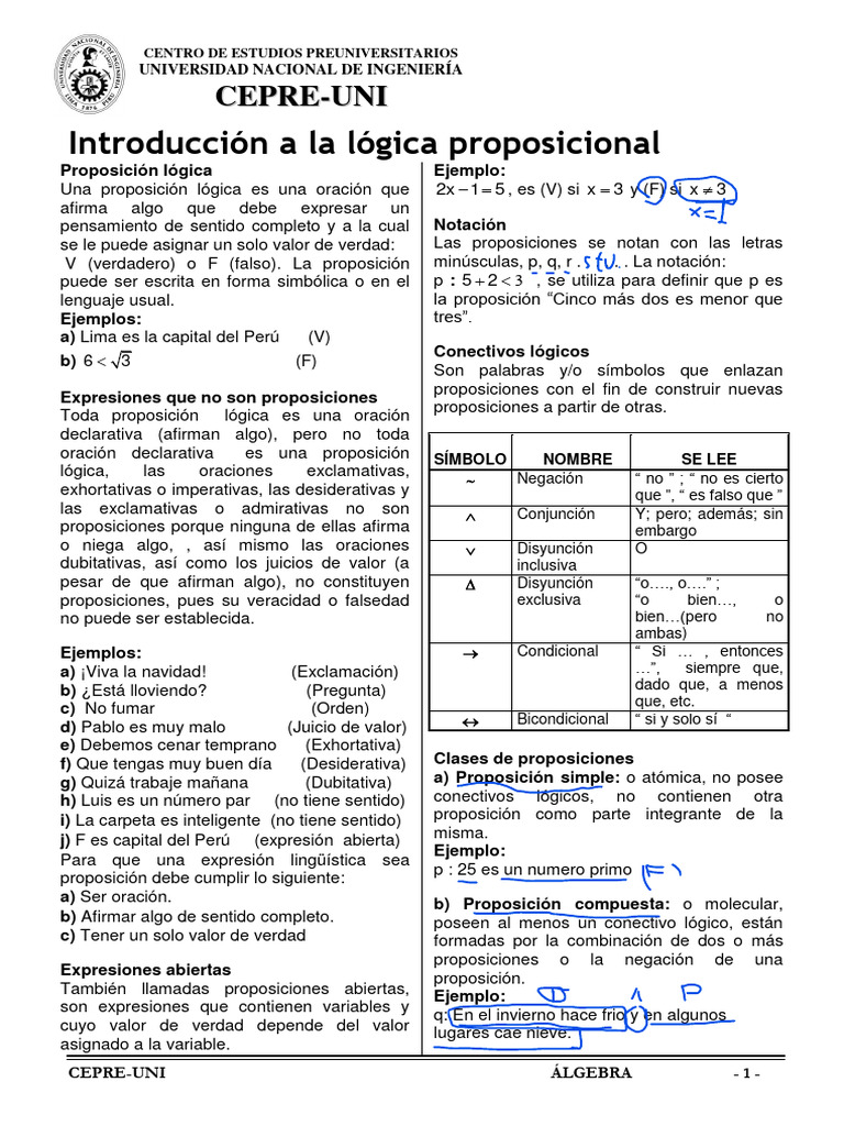 Logica Algebra | PDF | Proposición | Si y solo si