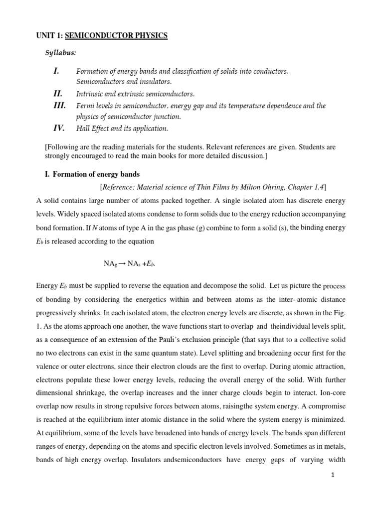 Physics Unit 1 | PDF | P–N Junction | Semiconductors