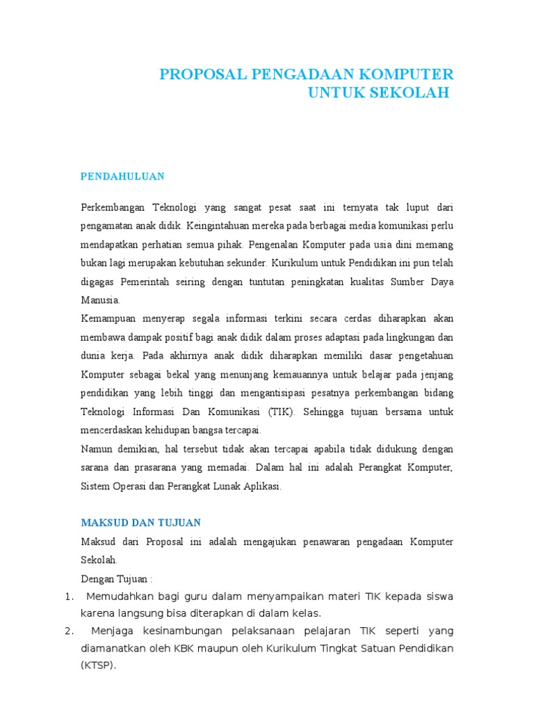 Proposal Pengadaan Komputer | PDF | Komputer