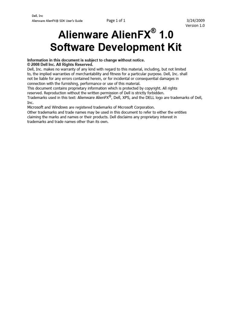 Alienware AlieFX SDK | PDF | Library (Computing) | Parameter (Computer Programming)
