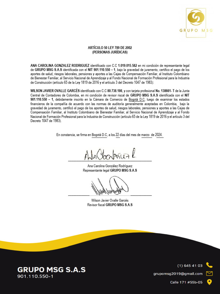 5.1.2. Certificado Parafiscales Grupo MSG S.A.S | PDF