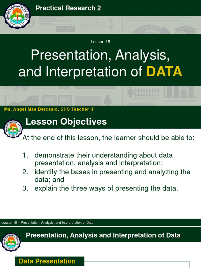 15 Lesson Data Presentation Analysis and Interpretation | PDF | Data | Analysis