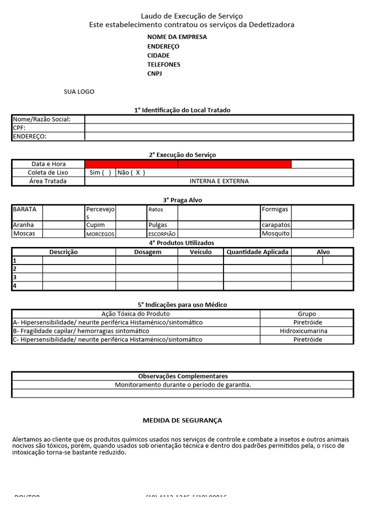 1 Laudo Dedetizacao Modelo 2 | PDF