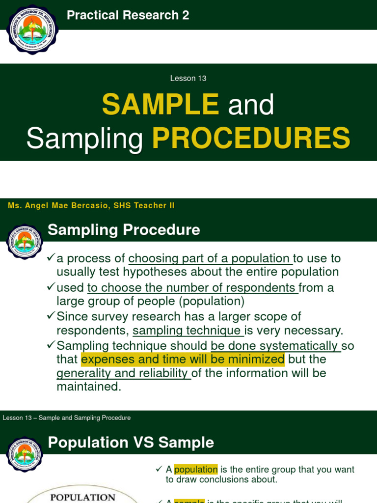 13-Lesson-Sampling-Technique | PDF | Sampling (Statistics) | Survey Methodology