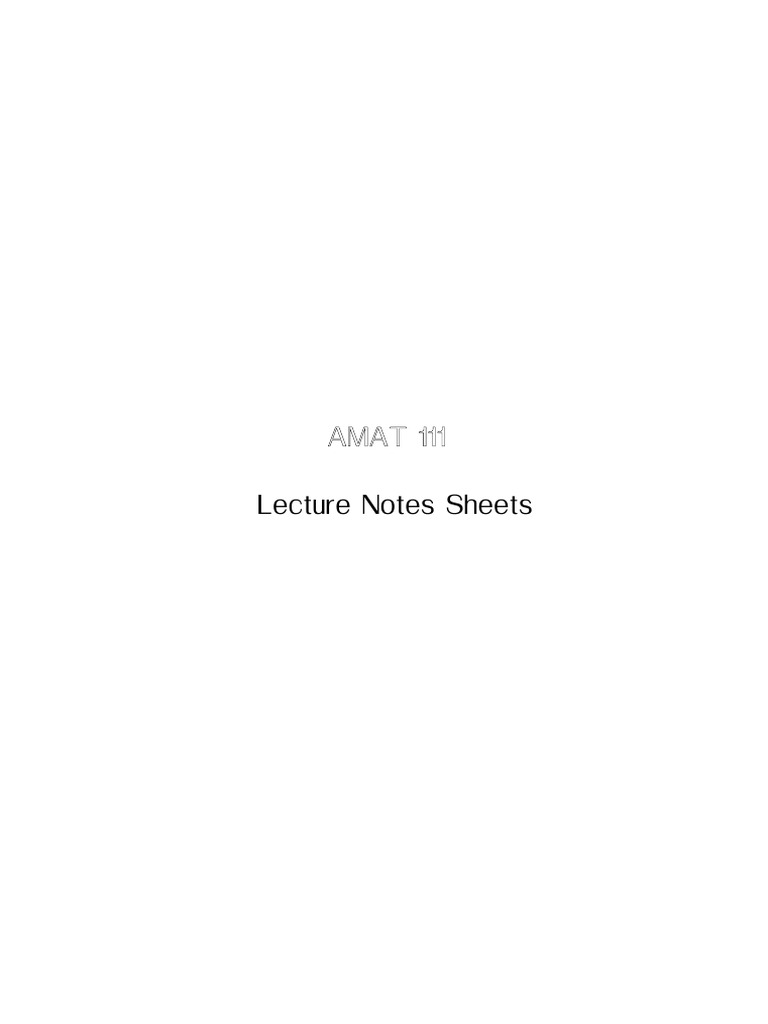 AMAT 111 PART01 Lect Sheets V01 | PDF | Determinant | Matrix (Mathematics)
