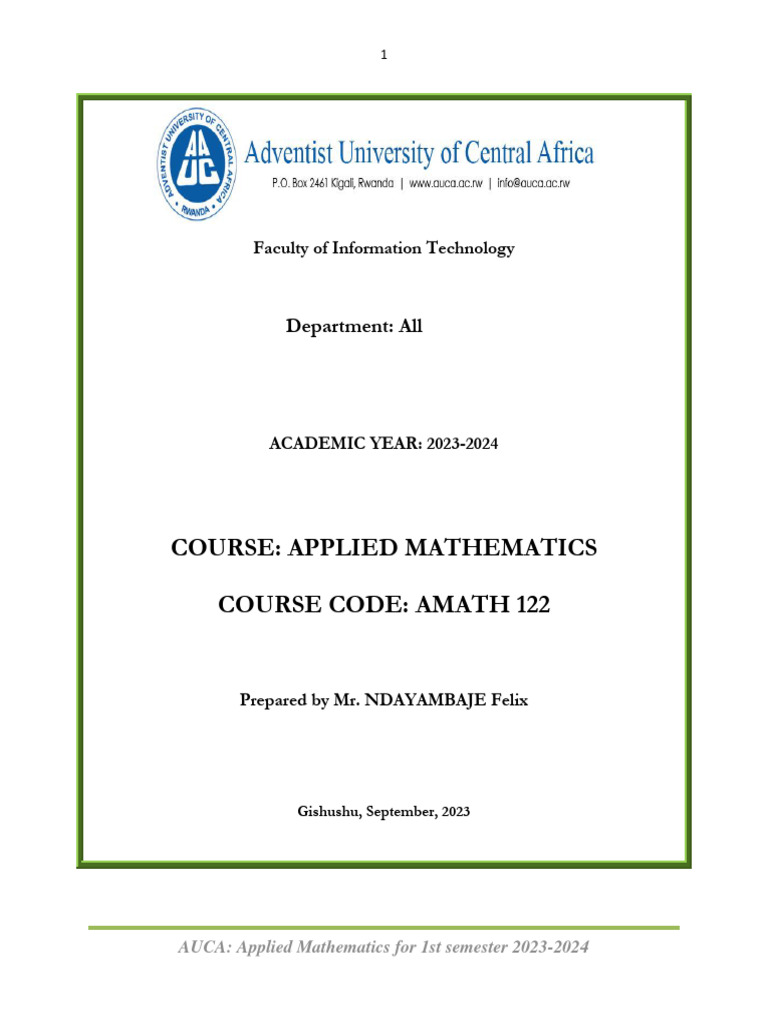Applied Maths Notes | PDF | Boolean Algebra | Teaching Mathematics