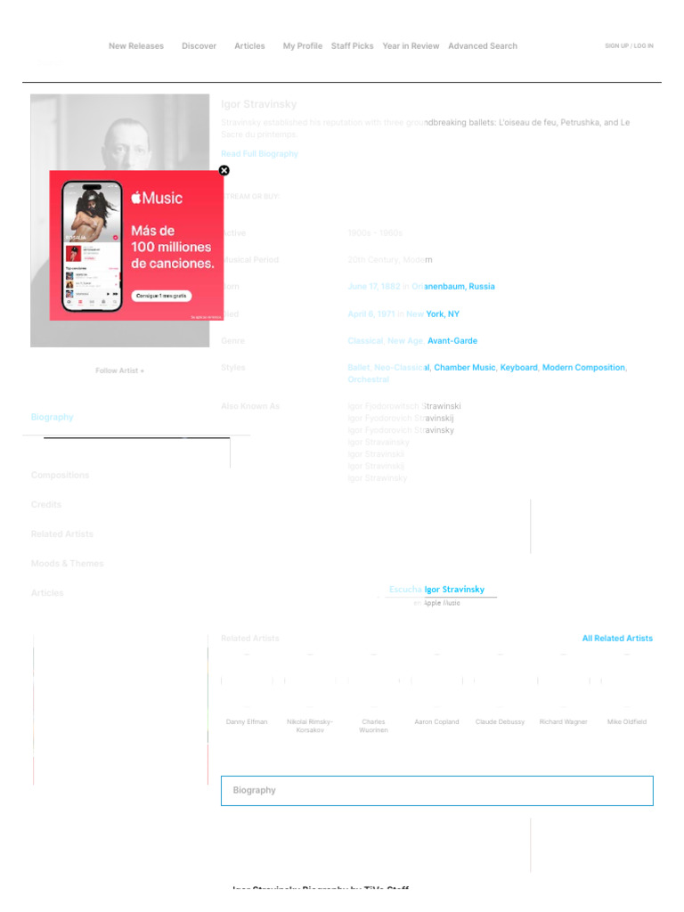 Igor Stravinsky Songs, Albums, Reviews, Bio & More - AllMusic | PDF ...