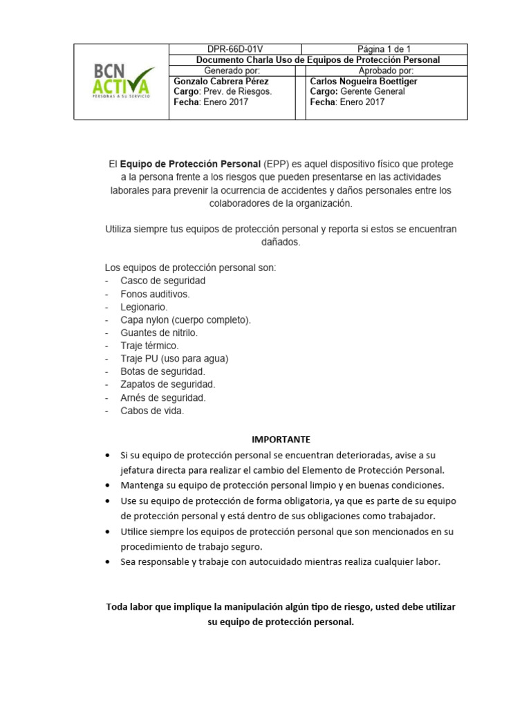 CH-61 Uso de Epp | PDF