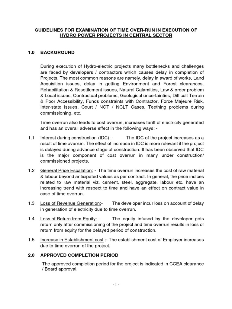 CEA Guidelines Time Overrun | PDF | Employment | Economies