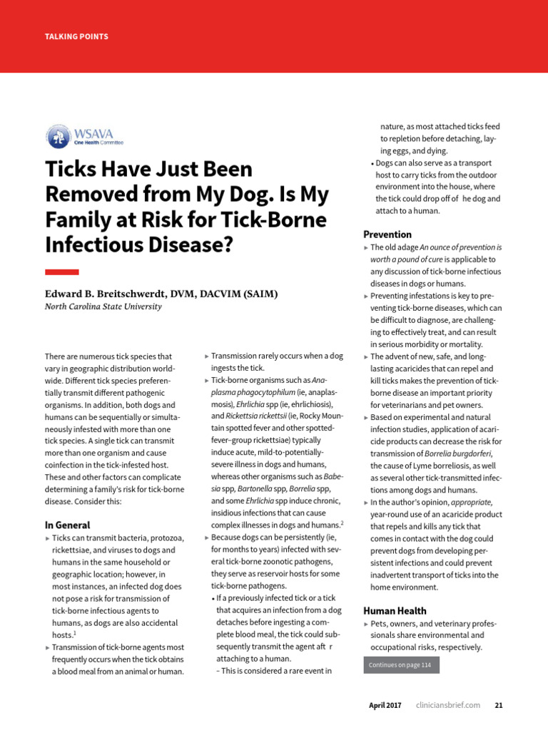 Clinician S Brief April 2017 - Talking Points Ticks | PDF | Infection | Animals And Humans