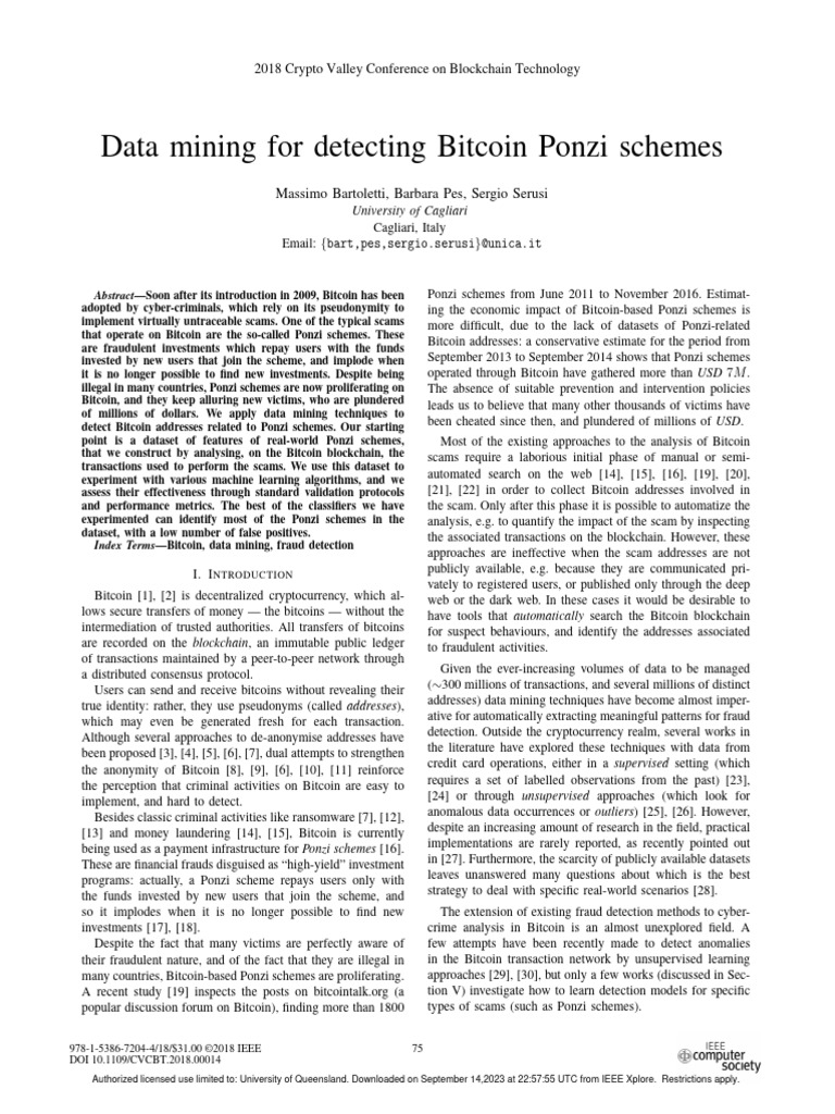 Data Mining For Detecting Bitcoin Ponzi Schemes | PDF | Sensitivity And Specificity | Receiver ...