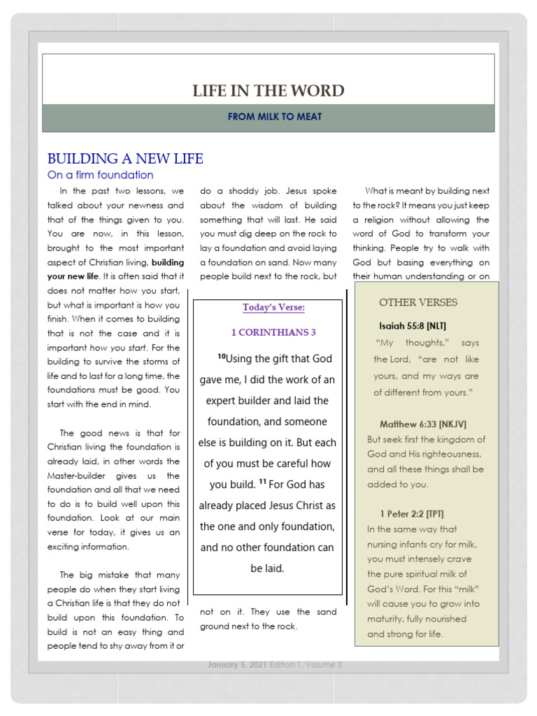 Day 3 - Building On A Firm Foundation | PDF | Sermon | Prayer