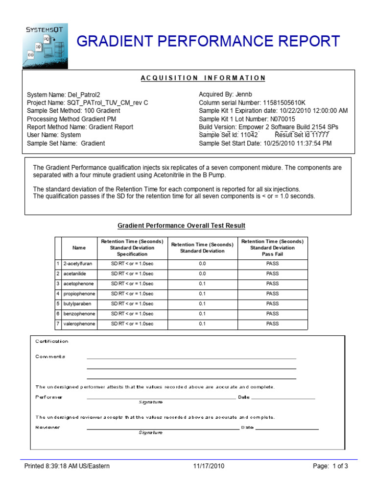 Gradient Performance Report | PDF