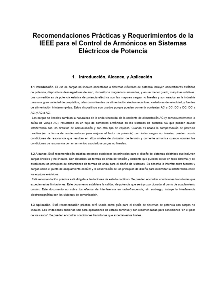 IEEE 519 - 1992 en Español (Arial) | PDF | Energia electrica ...