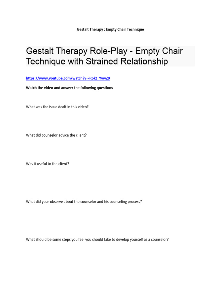 Gestalt Therapy: Empty Chair Technique Insights | PDF