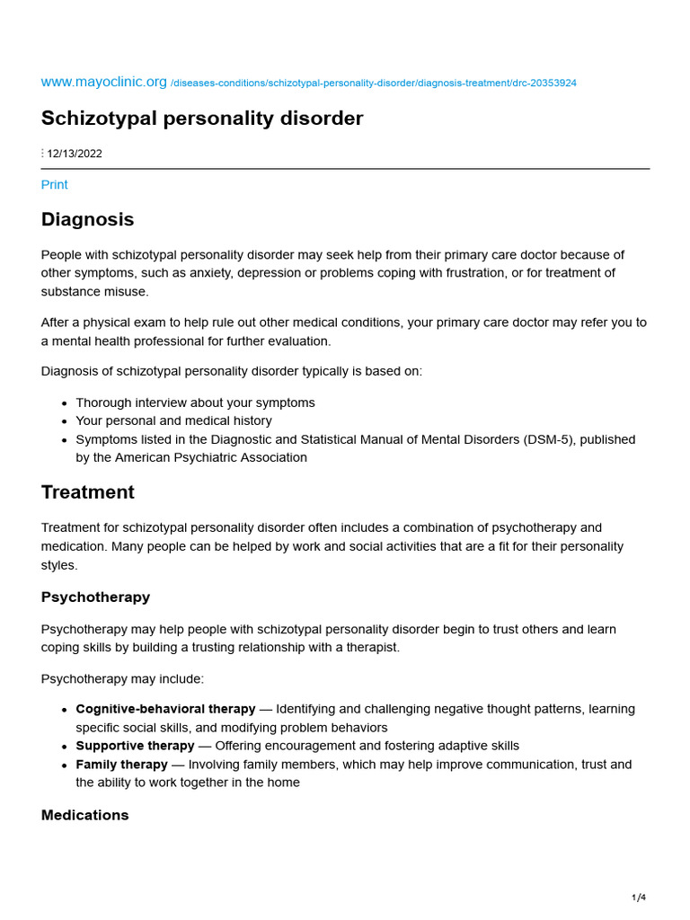 Schizotypal Personality Disorder | PDF | Mental Disorder | Psychotherapy