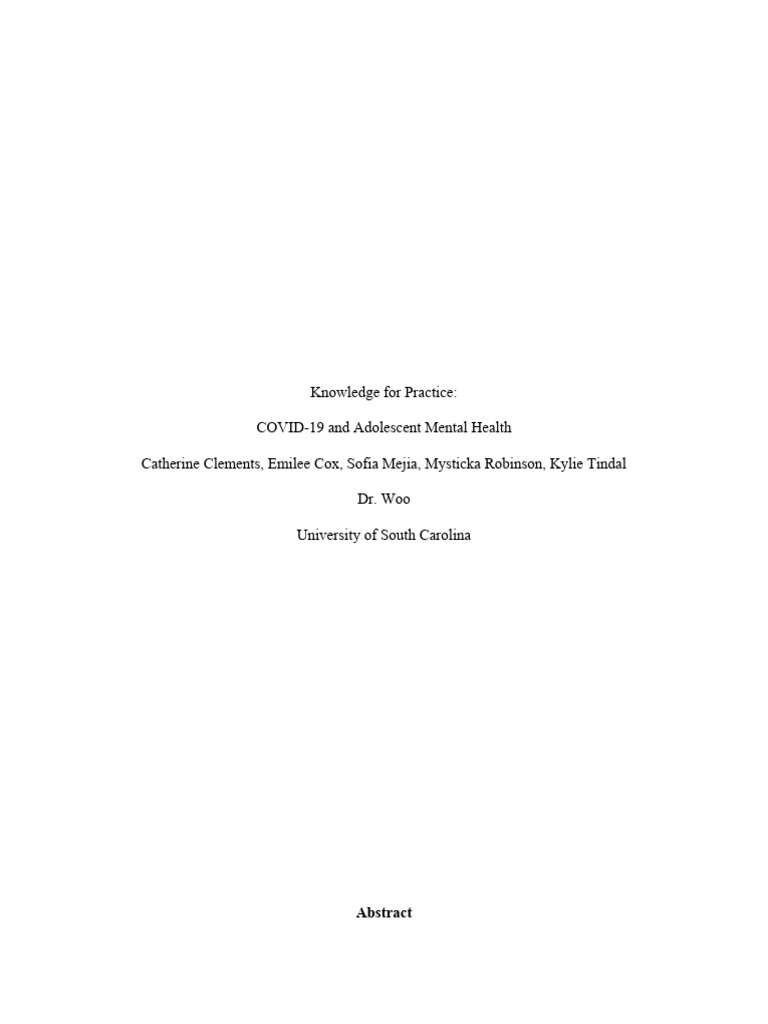 KFP Final Paper-Group 3 | PDF | Mental Disorder | Anxiety Disorder