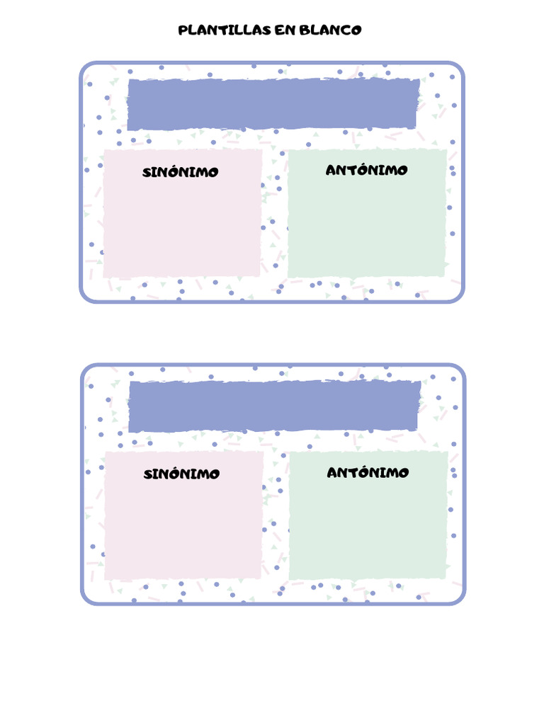 Plantillas de Sinónimos y Antónimos | PDF