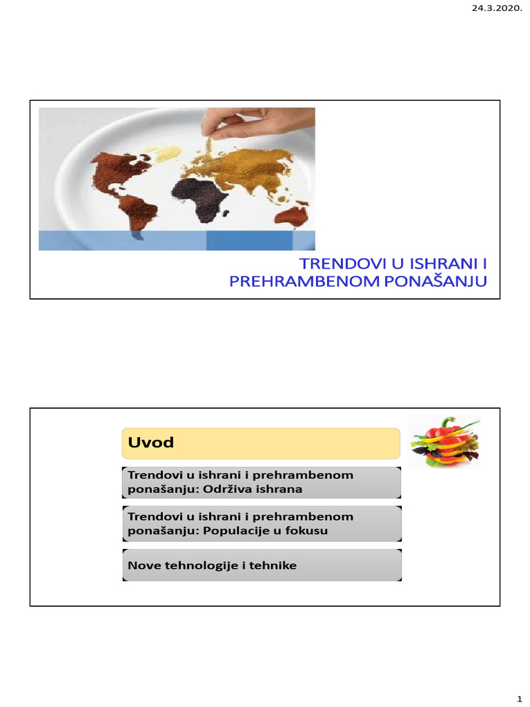Trendovi U Ishrani I Prehrambenom Ponasanju | PDF