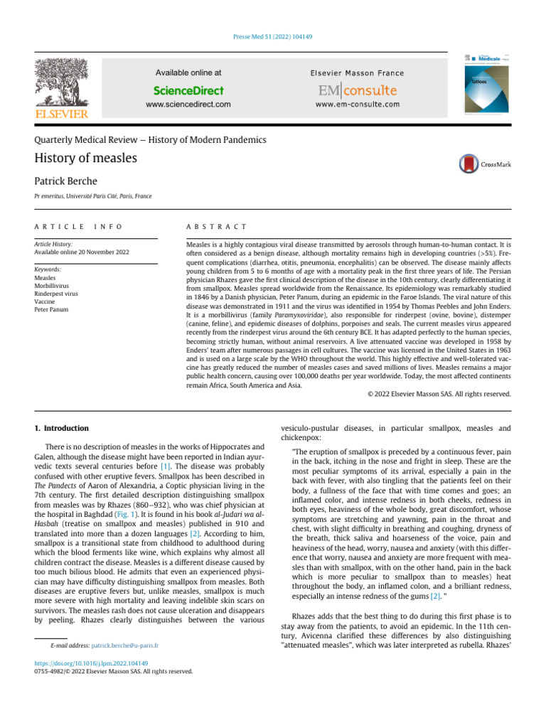 Measles: A Historical Perspective | PDF | Measles | Vaccination