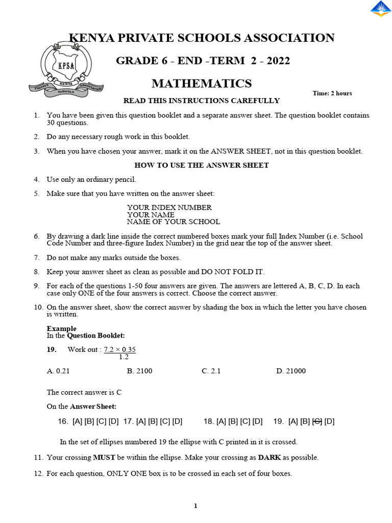 Grade 6 Mathematics Exam Term 2 2022 | PDF | Numbers | Arithmetic