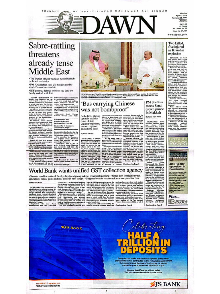 DAWN Newspaper 08 Apr 2024 | PDF