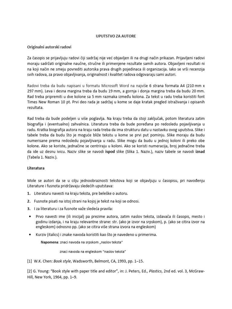 Uputstvo Za Autore | PDF