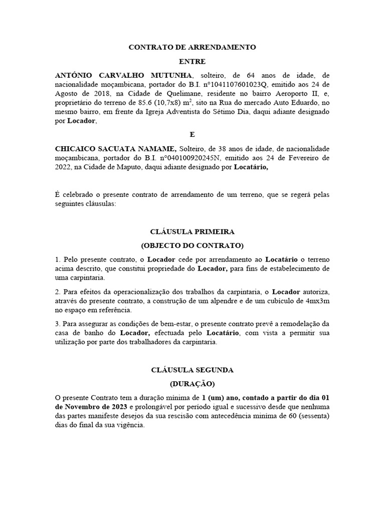 Contrato de Arrendamento 084139 | PDF | Direito Privado | Direito Civil (sistema jurídico)