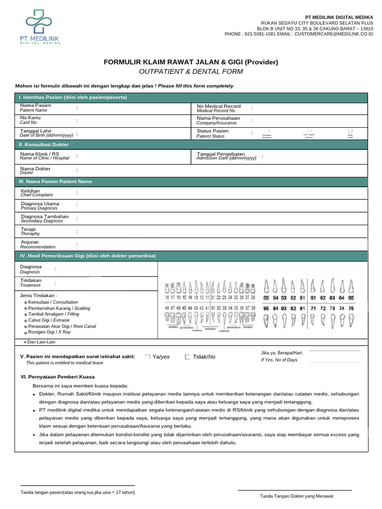 Form RJ & Dental Medilink | PDF