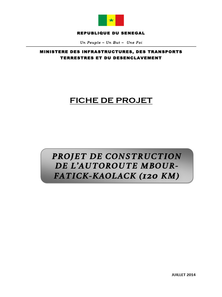 Projet Autoroute Mbour-Fatick-Kaolack | PDF | Autoroute