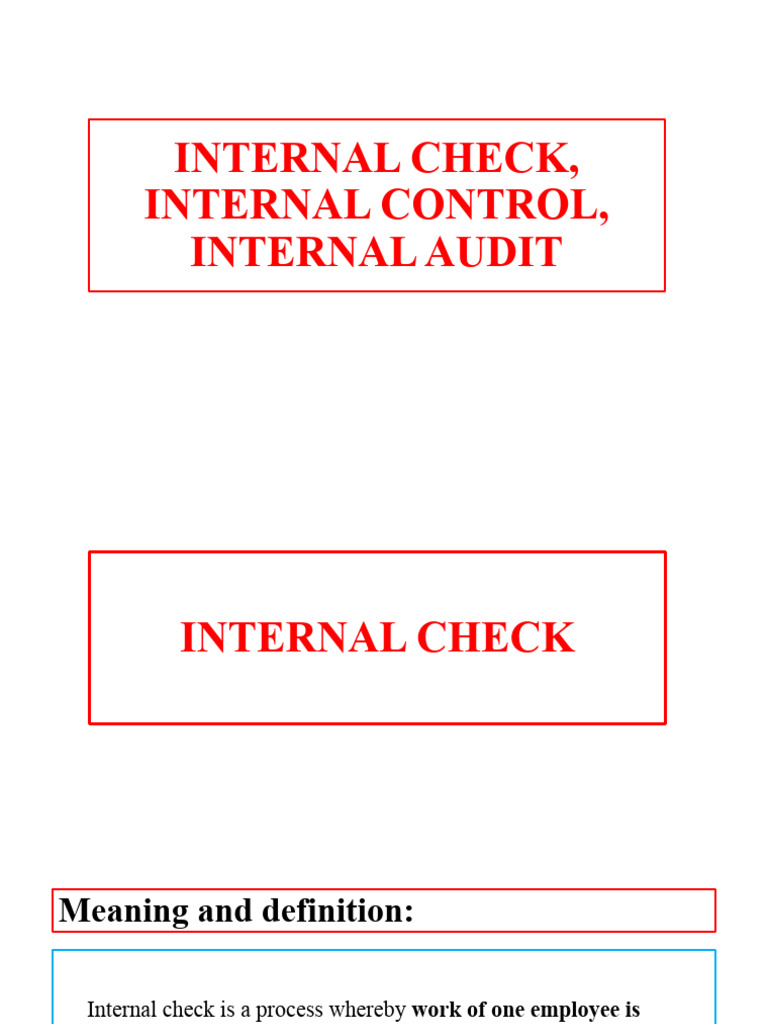 6.3 Internal Check, Internal Control, Internal Audit | PDF | Internal ...