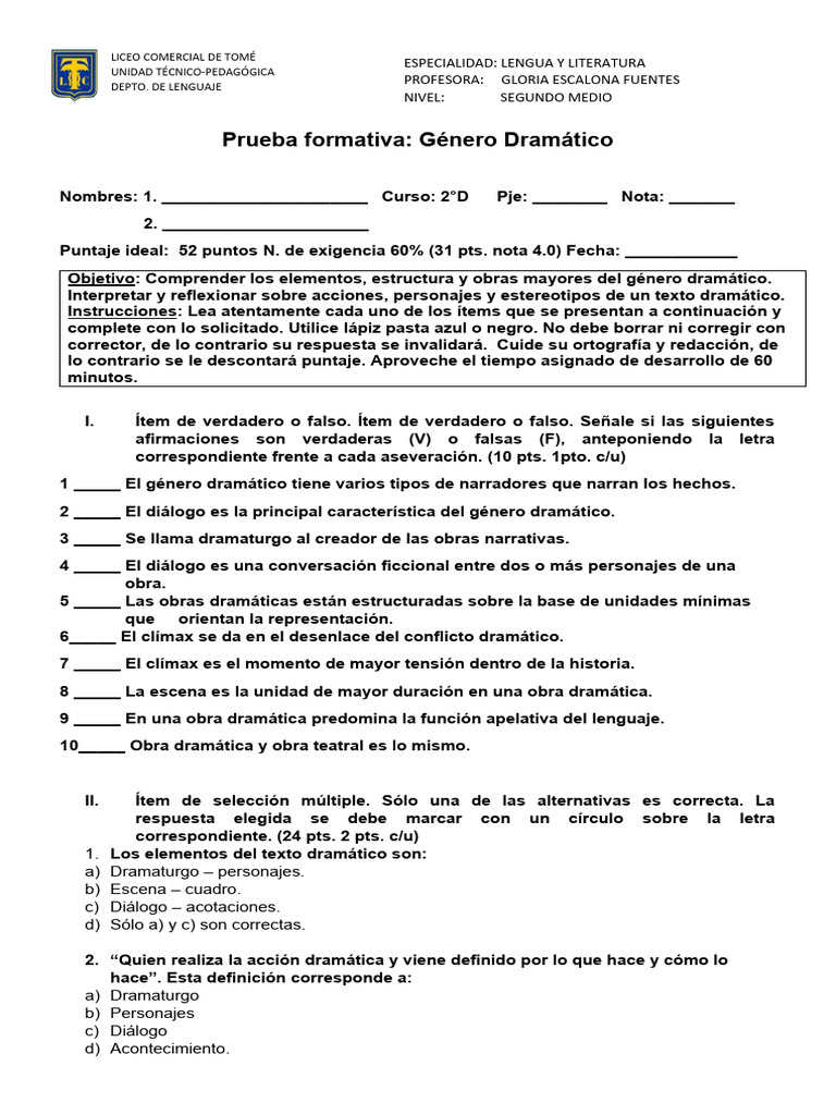 Pr. Contenido G. Dram. | PDF | Teatro