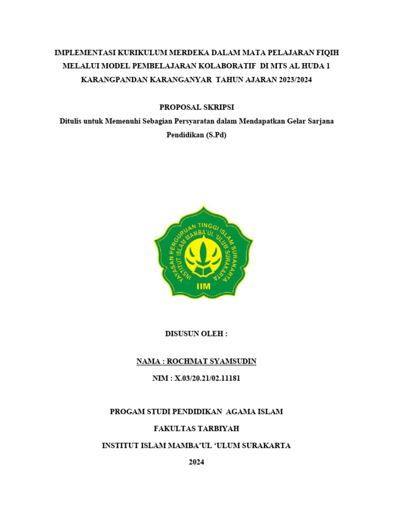 Implementasi Kurikulum Merdeka Dalam Mata Pelajaran Fiqih Melalui Model Pembelajaran Kolaboratif ...