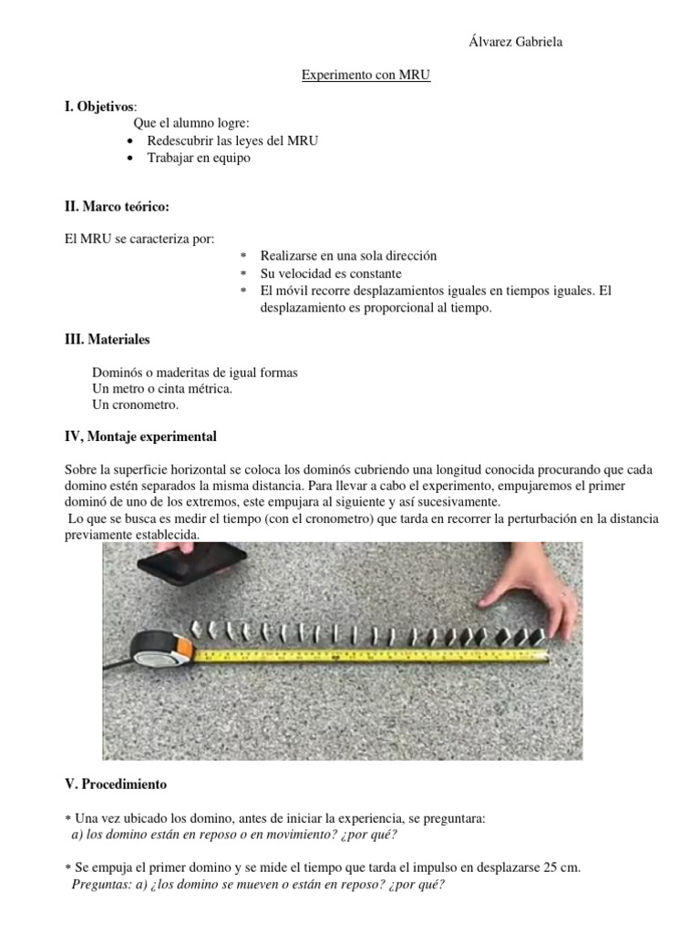 Experimento Con MRU | PDF | Hora | Velocidad
