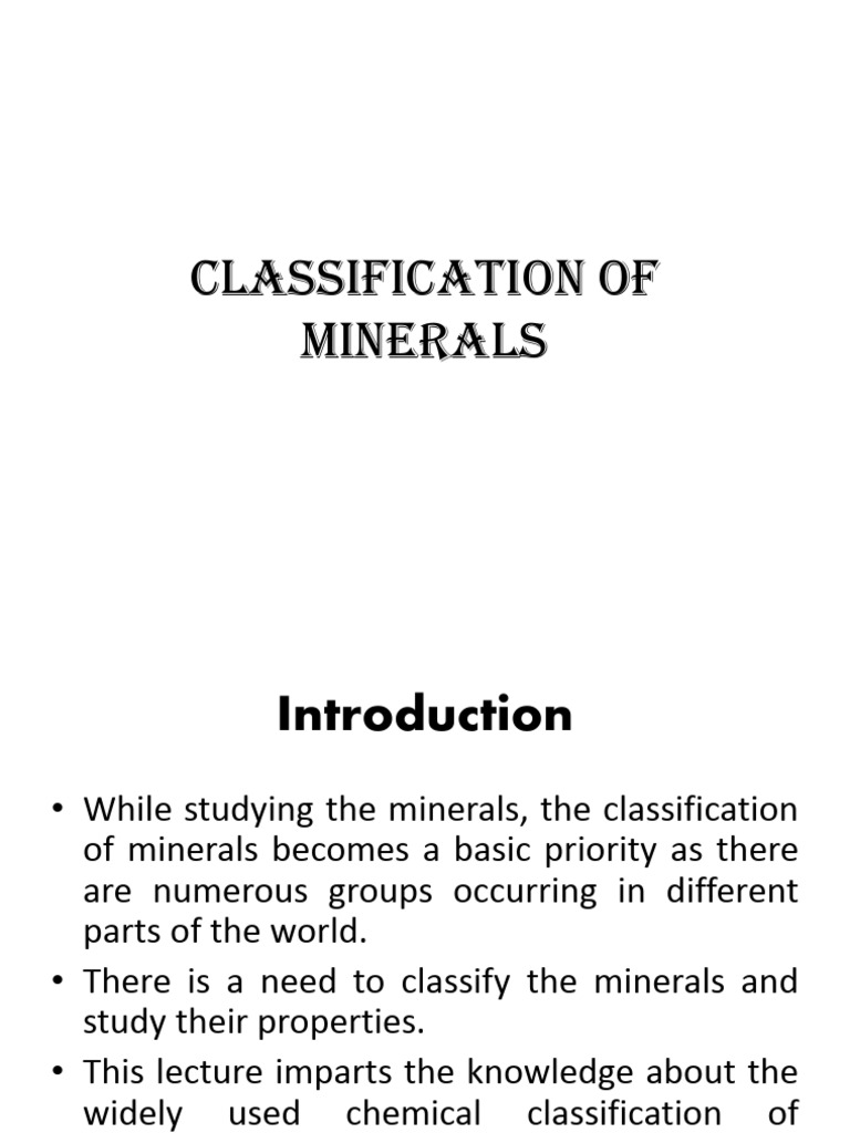 Classification of Minerals | PDF | Minerals | Chemical Elements