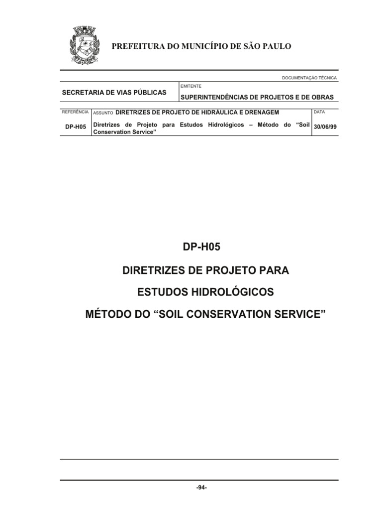 DH-H05 - Diretrizes de Projeto para Estudos Hidrológicos - Método Do "Soil | PDF | Hidrologia ...