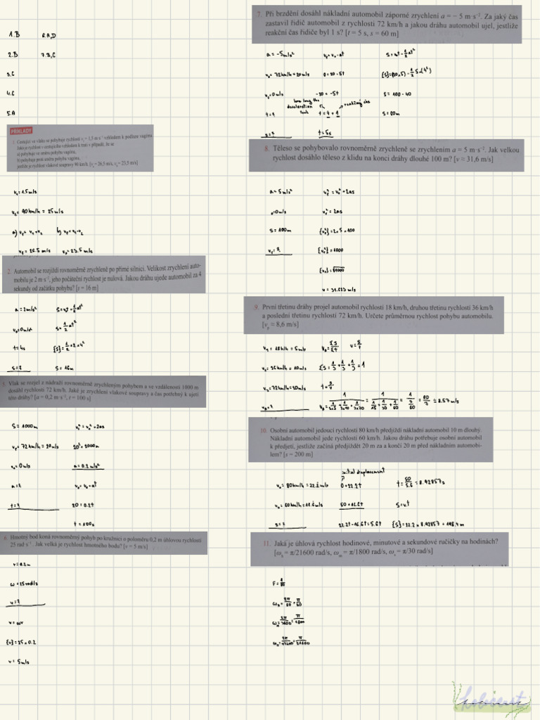 Kinematic Equations Practice Sheet | PDF