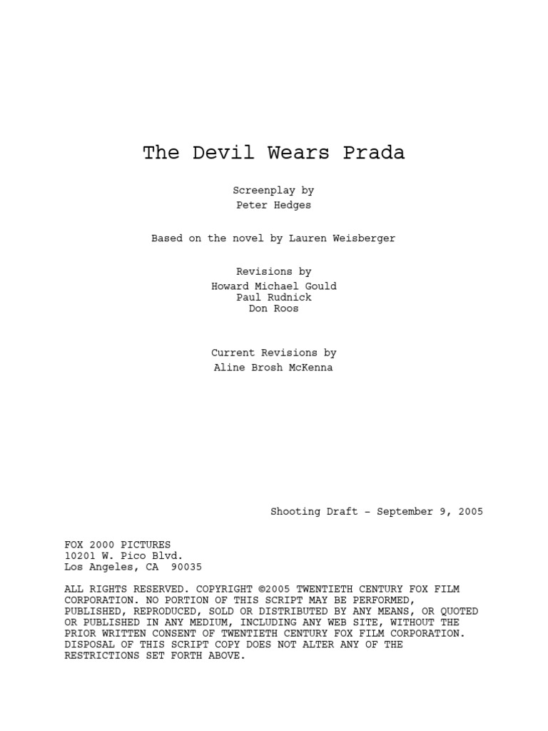 The Devil Wears Prada Draft | PDF