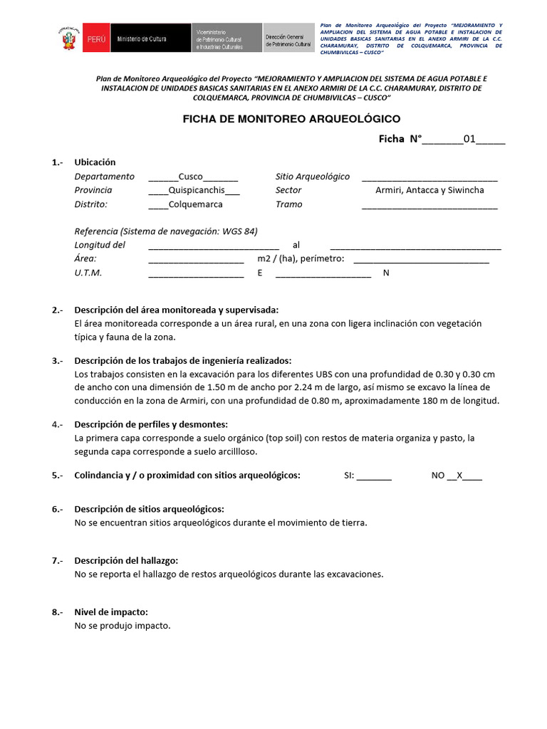 Fichas Oficiales de PMA Chumbivilcas | PDF | Agua