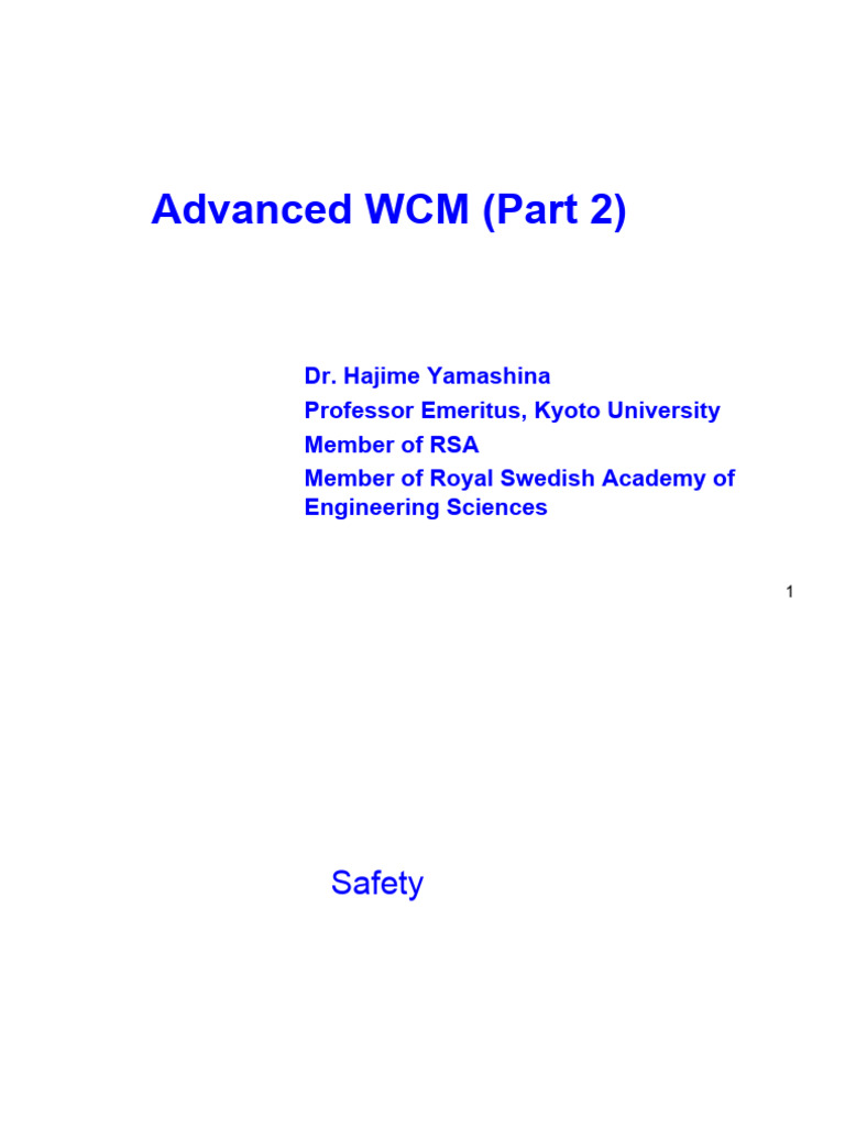 080523-Advanced WCM Part 2 (Safety) (78pag) | PDF | Risk | Safety