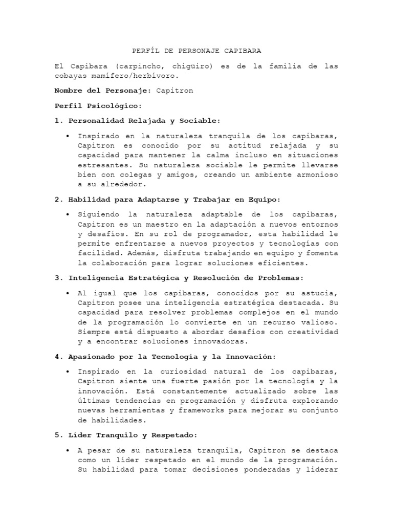 Capitron: El Capibara Maestro Programador | PDF | Sicología | Ciencias ...