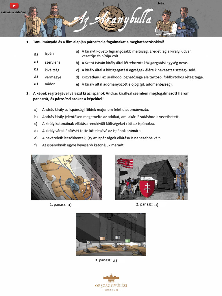 Az Aranybulla2 Feladatlap | PDF