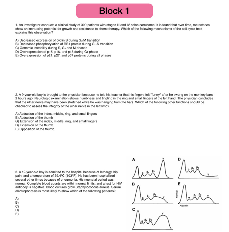 Nbme 26 Block 1-4 (No Answers) | PDF | Urinary Incontinence | Histone