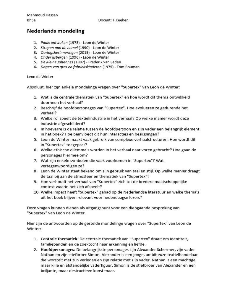 NL Mondeling M.Hassan | PDF