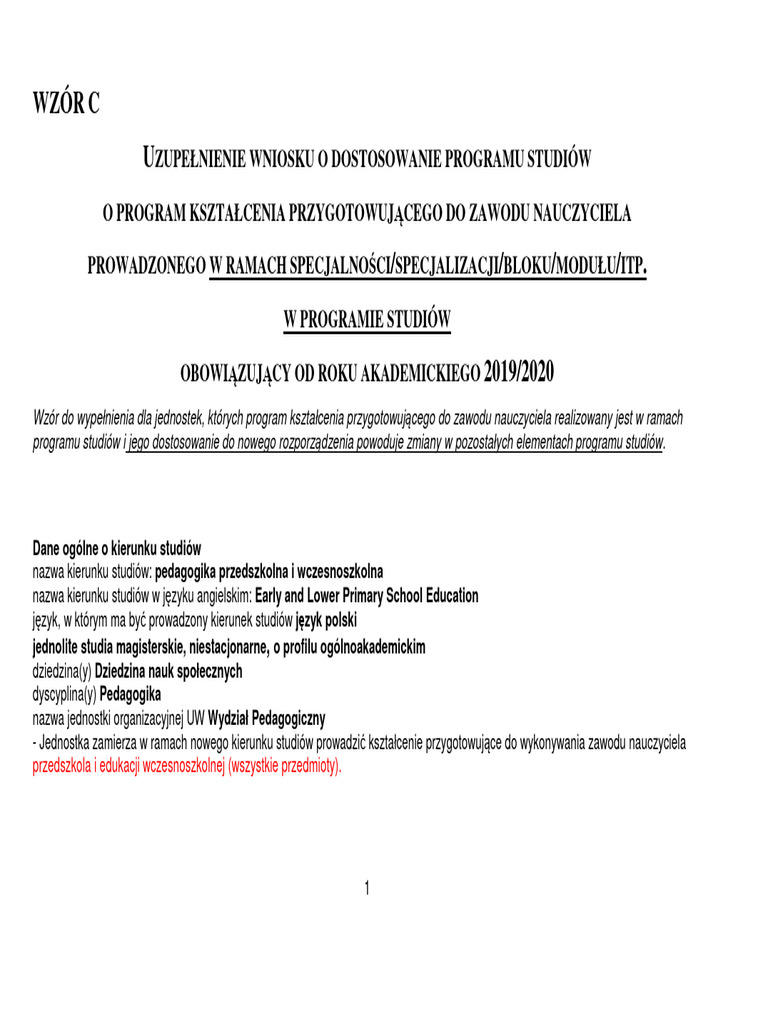 Program Studiów Magisterskich | PDF