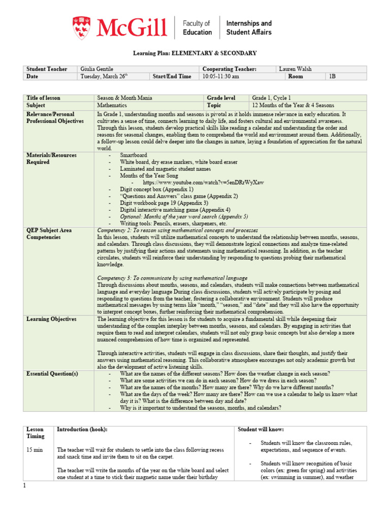 lesson plan | PDF | Teachers | Learning