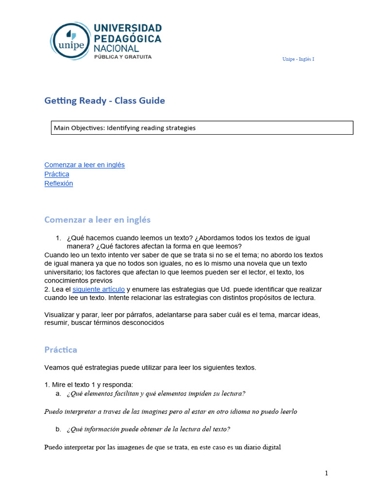 Getting Ready - Class Guide | PDF | Comunicación humana