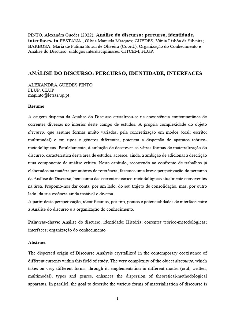 Ana 769 Lise Do Discurso - Percurso Identidade Interfaces SECURED | PDF ...